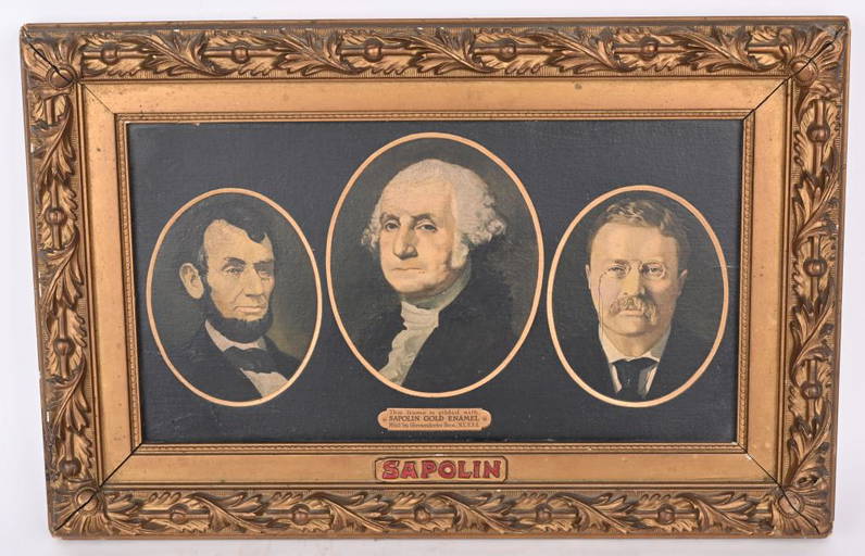 Sapolin Gold Enamel Presidents Advertising Sign
