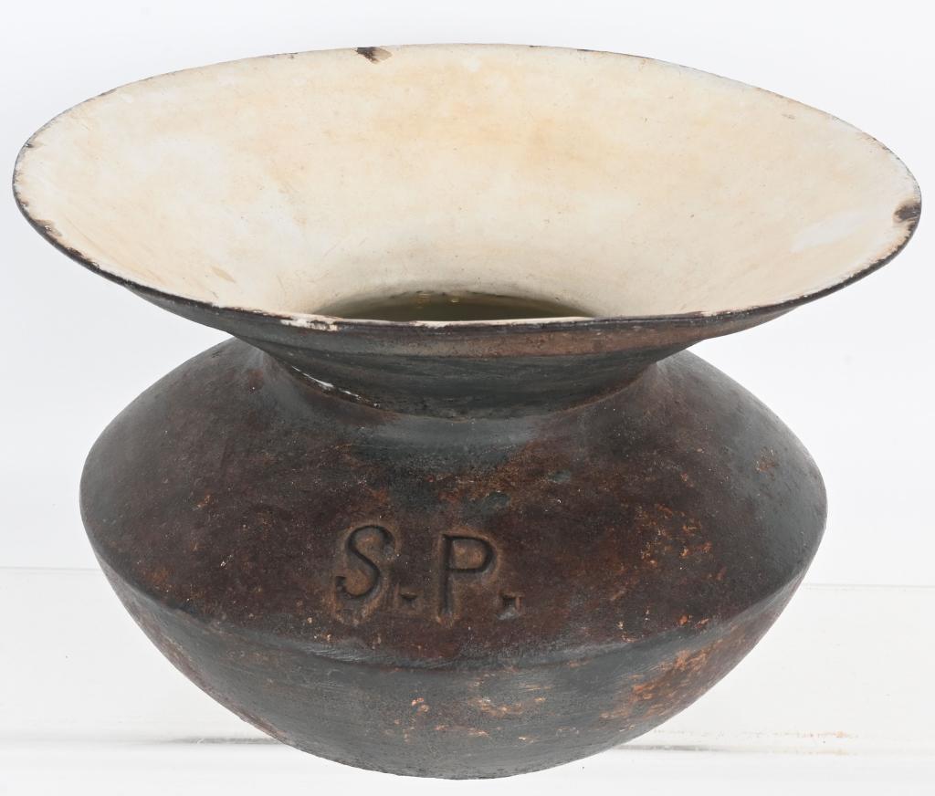 Antique Cast Iron Southern Pacific Train Spittoon