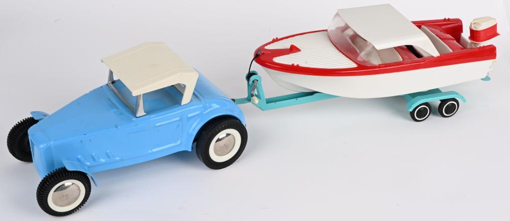 Buddy L Hot Rod & Boat On Trailer