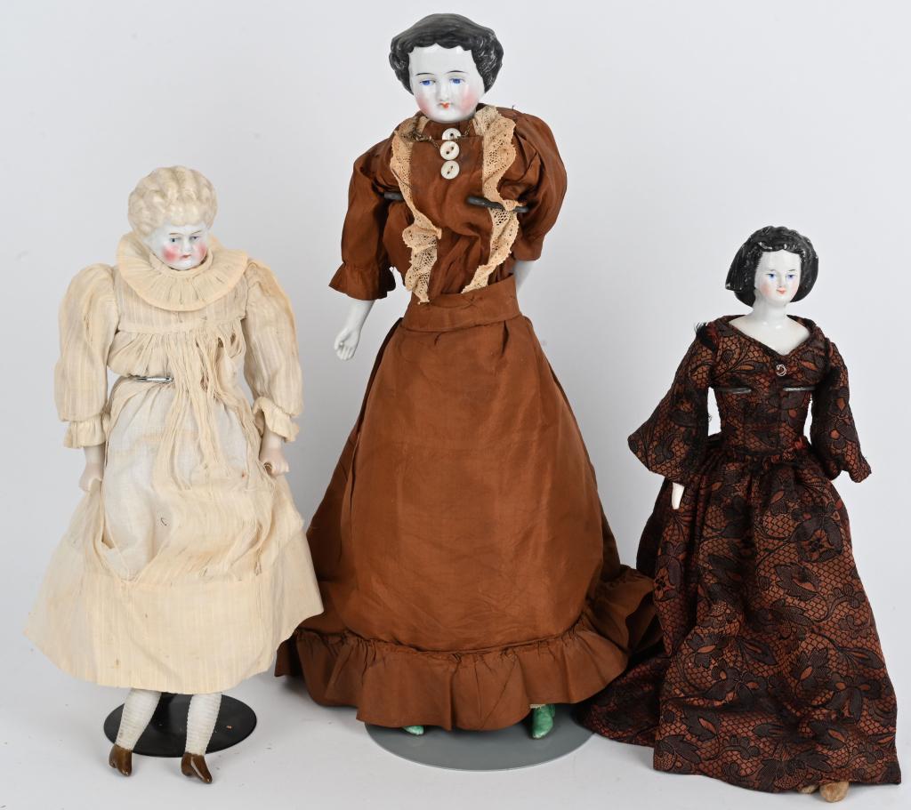 3 Vintage China Head Dolls