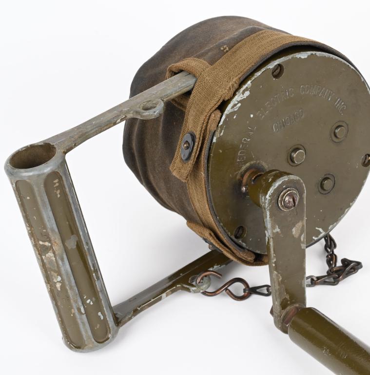 Wwii Us Army Hand Held Air Raid Siren W/ Cover Ww2