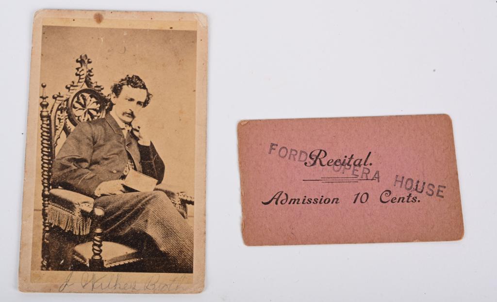 John Wilkes Booth Cdv & Ford Theater Ticket