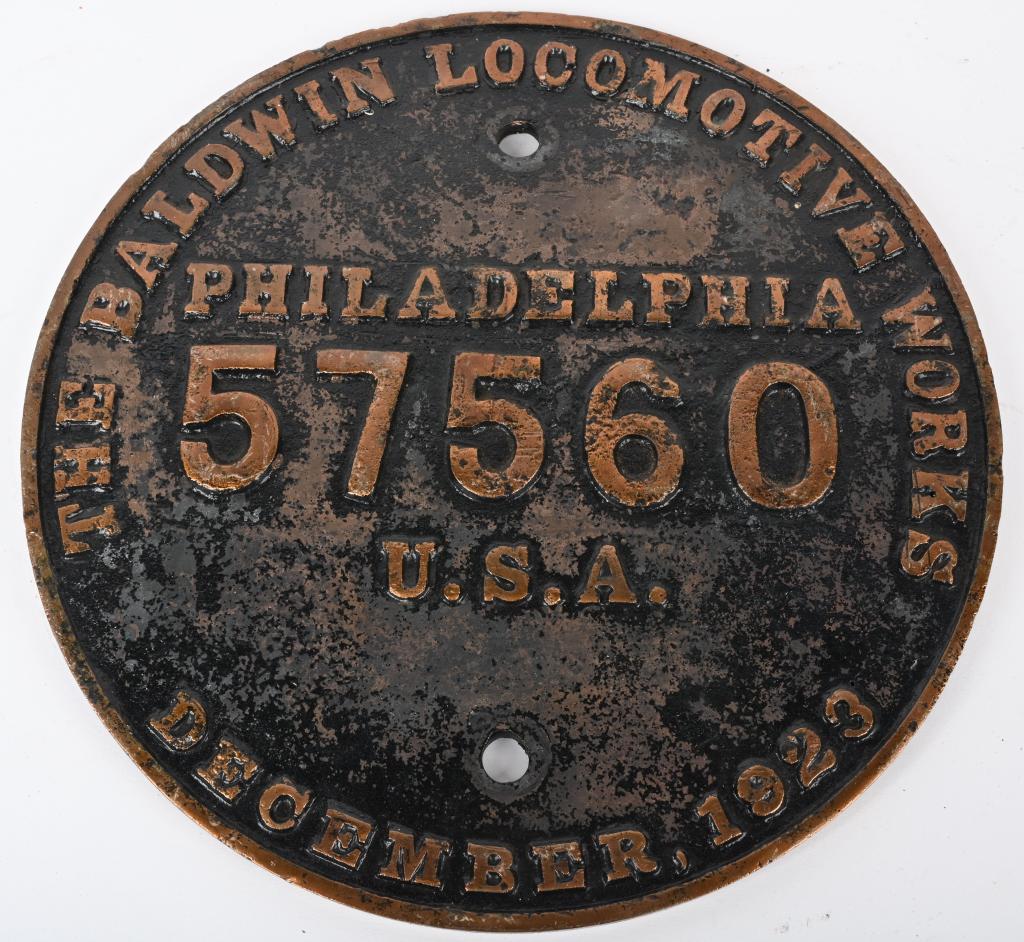 1923 Baldwin Locomotive Works Builder Plate 57560