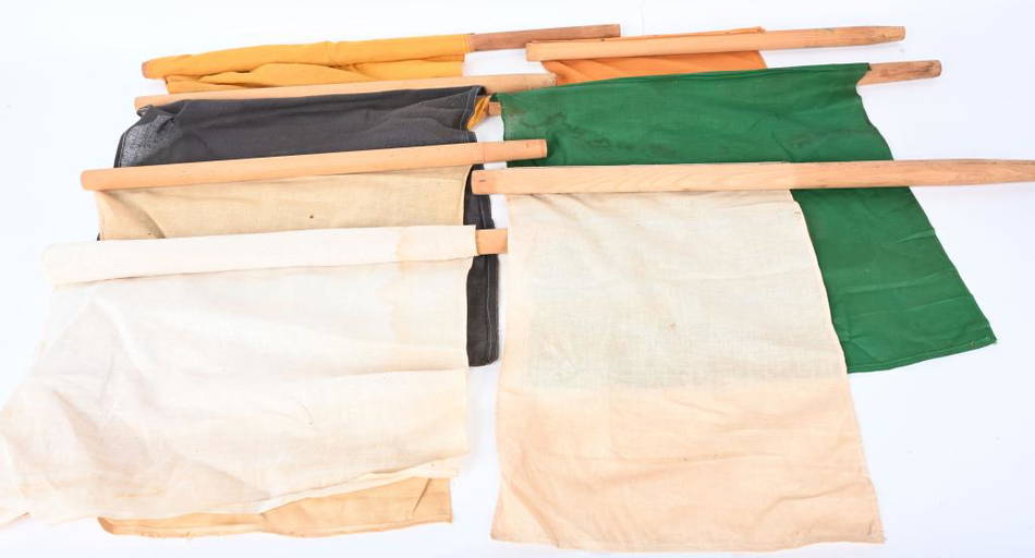 7 Vintage Cloth Railroad Signal Flags