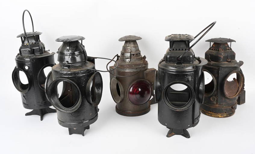 5 Railroad Signal Lanterns