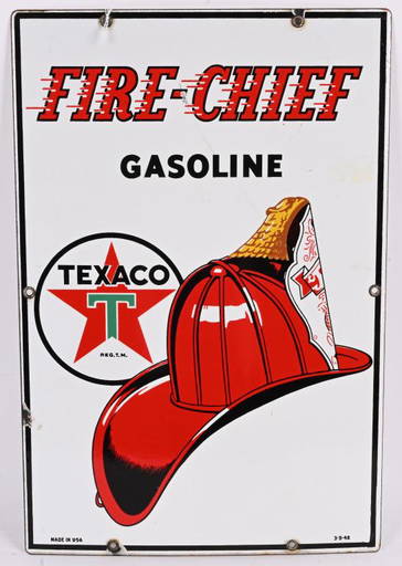 Texaco (white T) Fire Chief Gasoline Sign