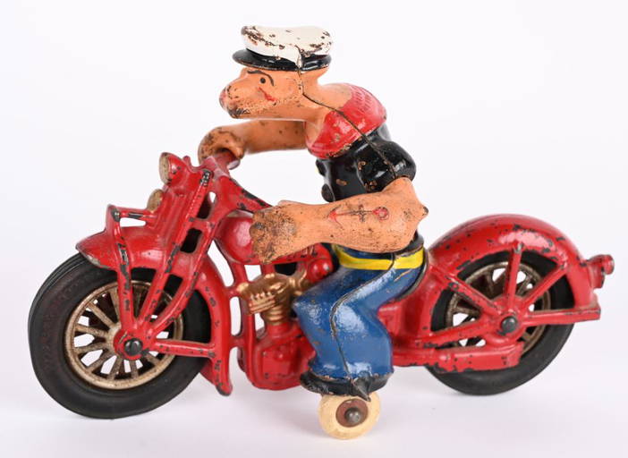 Hubley Cast Iron Large Popeye Motorcycle