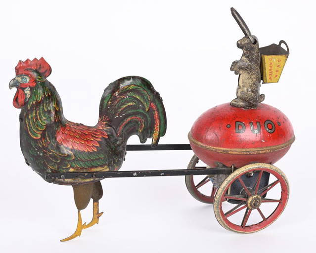 Lehmann Tin Windup Duo Rooster Cart