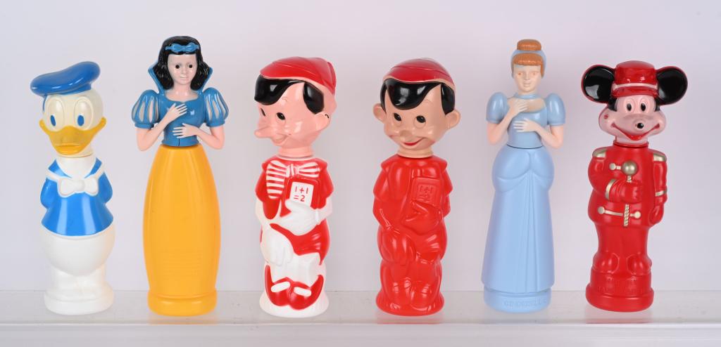 6 Vintage Walt Disney Soaky Bottles