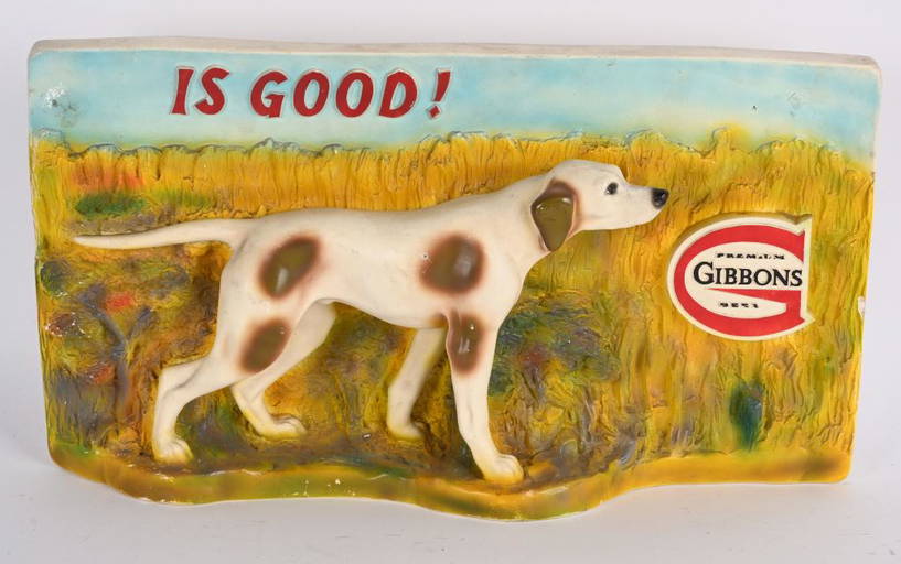 GIBBONS PREMIUM BEER CHALKWARE DOG SIGN - Jul 16, 2022 | Milestone ...