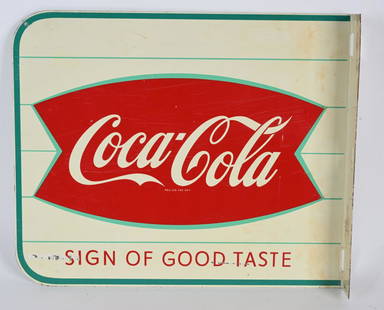 Original Flange Pinstrip Coca Cola Fishtail Sign