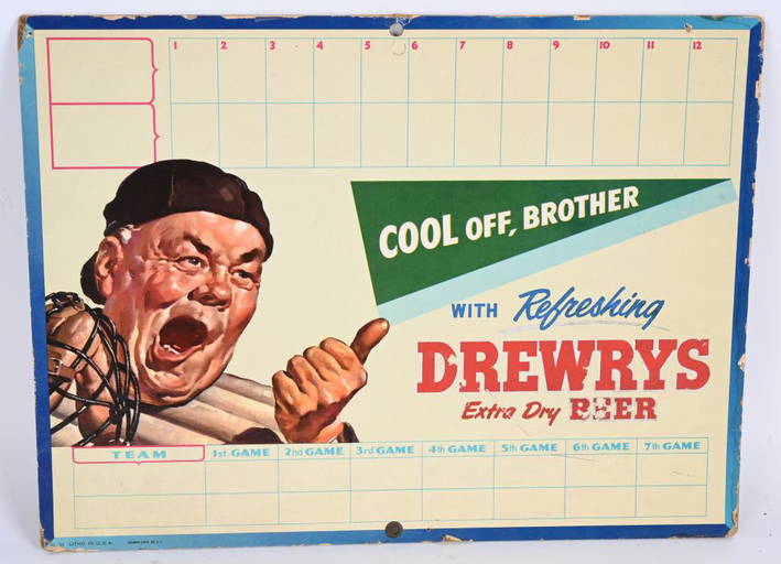 Drewry's Beer Baseball Score Sign