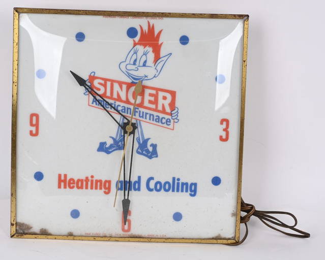 SINGER AMERICAN FURNACE LIGHTUP CLOCK (#0259) on Jul 16, 2022 ...