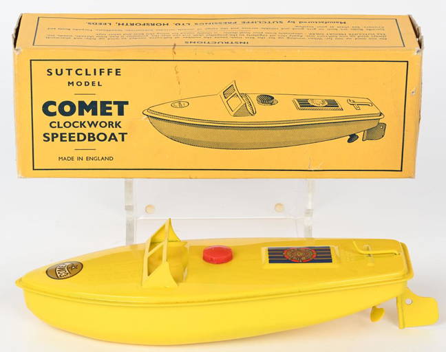 SUTCLIFFE TIN WINDUP COMET SPEEDBOAT w/ BOX (#0354) on Jan 07, 2023 ...