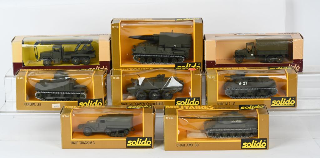 8 Vintage Solido Military Toys W/ Boxes