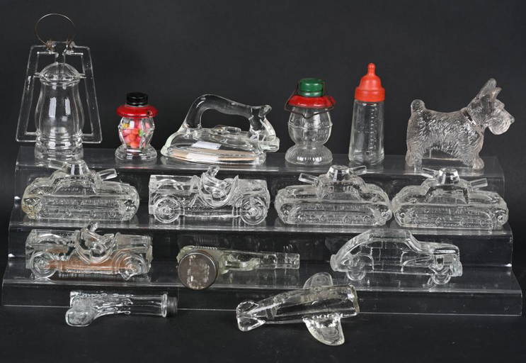 15 Antique Glass Candy Containers