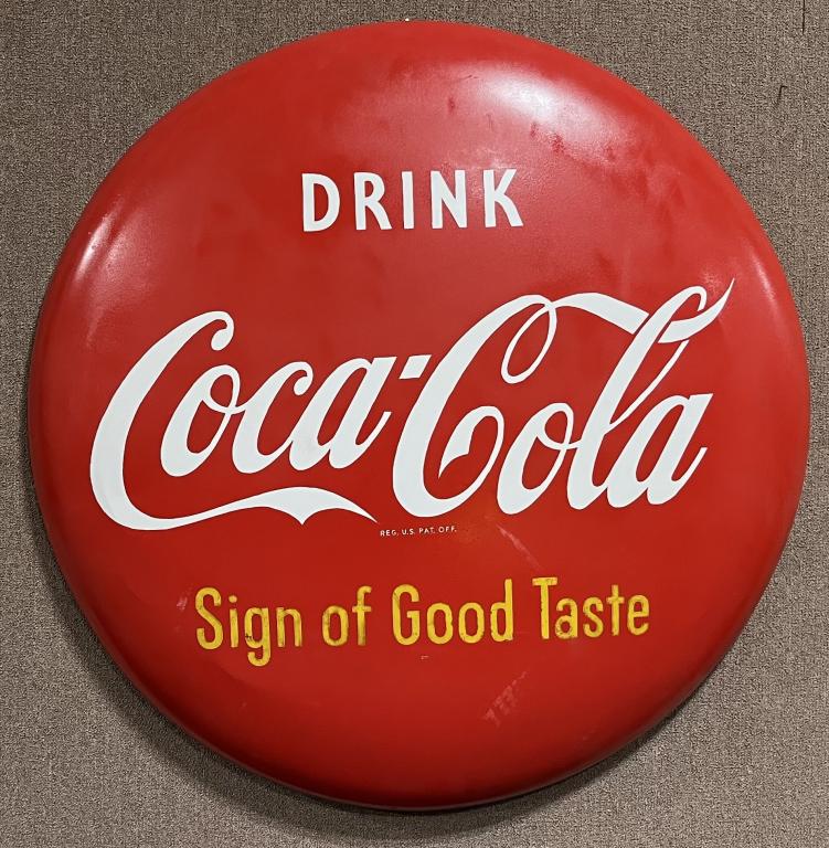 48" Coca Cola Tin Button Sign
