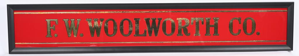 Fw Woolworth Co. Reverse Painted Glass Sign