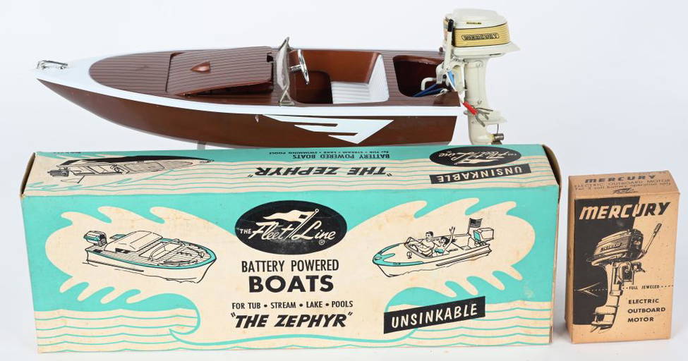 Fleet Line Zephyr Boat W/ Evinrude Outboard Boxed