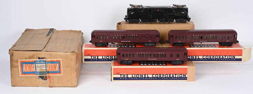 Lionel 1700e Engine & 3 Cars, W/ Set Box