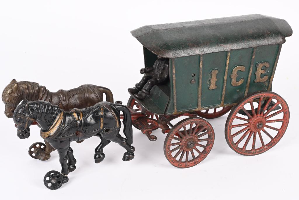 Hubley Cast Iron Horse Drawn Ice Wagon