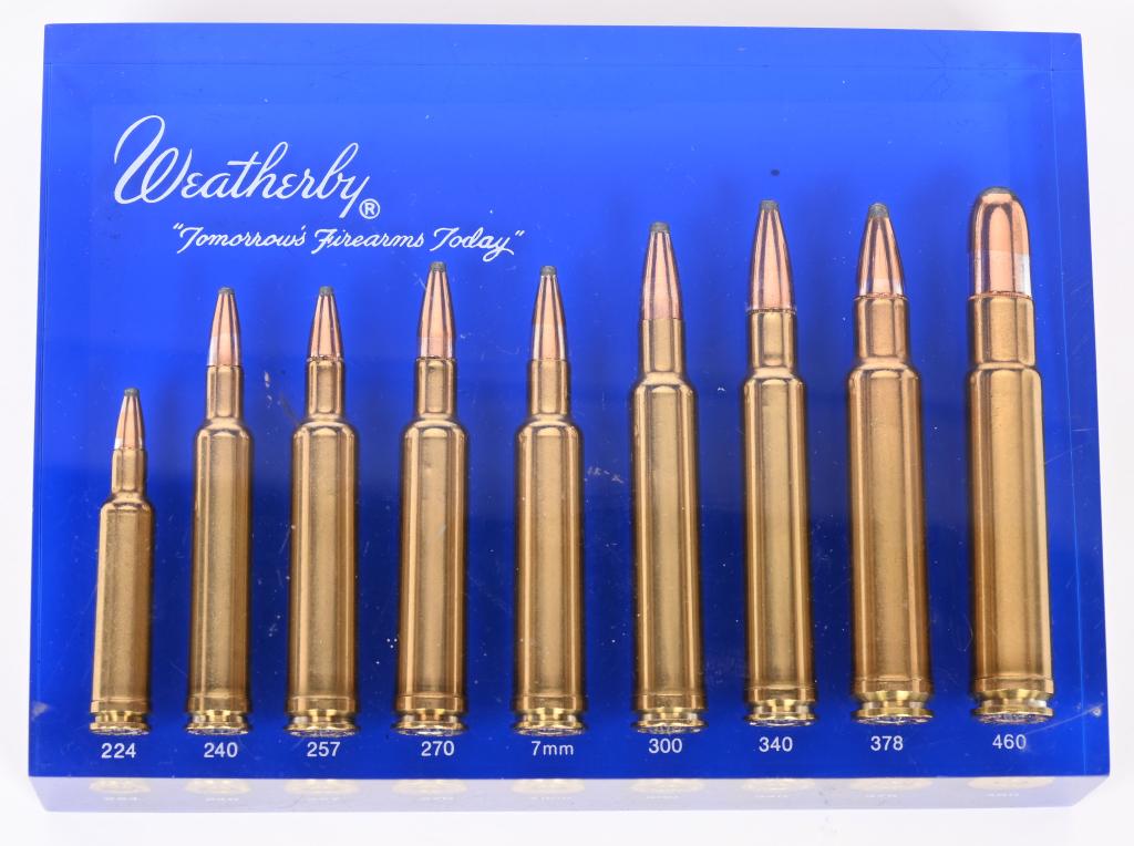 Weatherby Lucite Cartridge Display Piece Auction