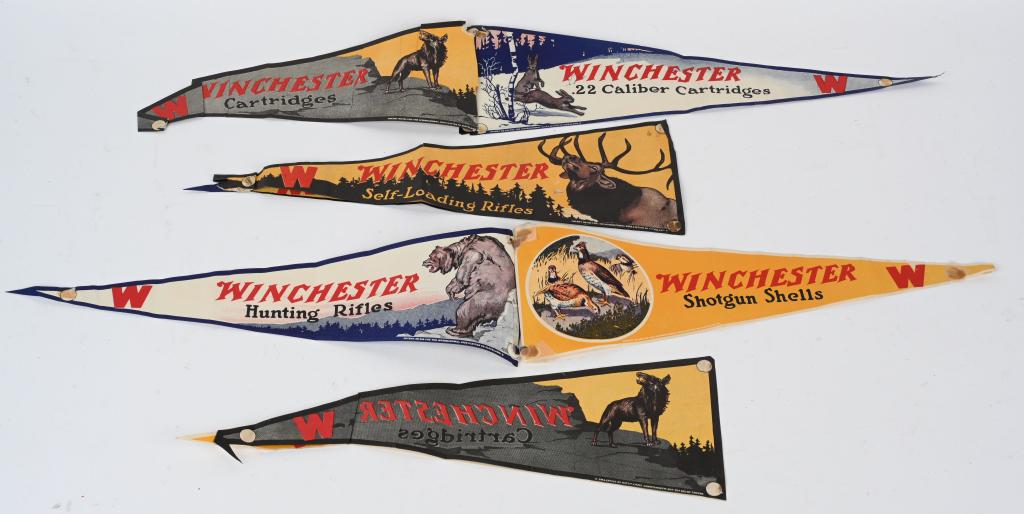 Lot Of 4 Winchester Paper Flags Auction