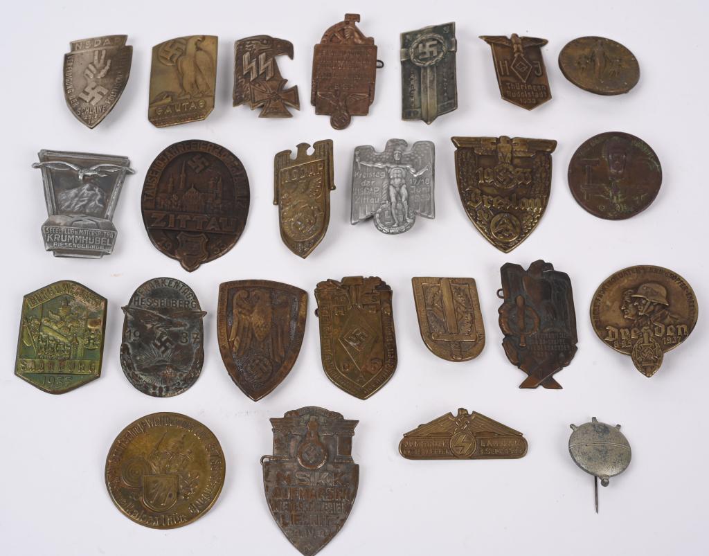 Ww2 Nazi German Tinnie Lot Ss Sa Nskk Hj Luftwaffe Auction