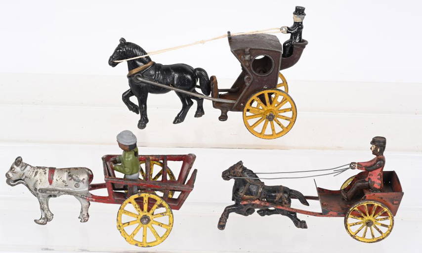 3 Cast Iron Animal Drawn Carts