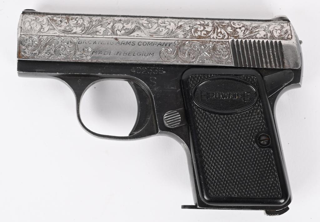Engraved Baby Browning Semi Auto Pistol
