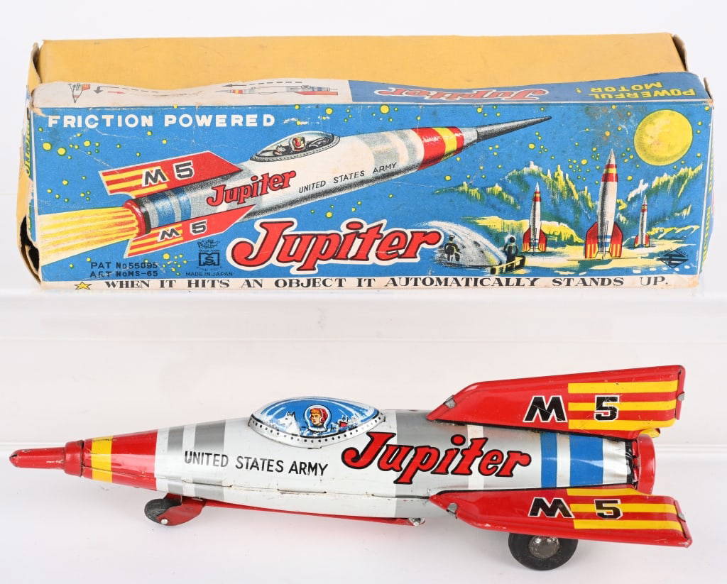 Japan Tin Friction Jupiter Rocket W/ Box Auction