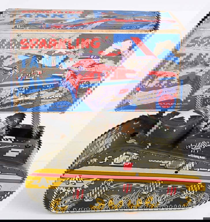 Marx Tin Windup Sparkling Tank W/ Box Auction