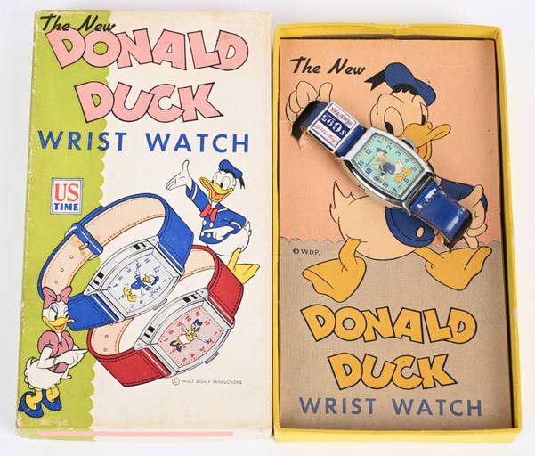 1947 Us Time Donald Duck Wrist Watch W/ Box