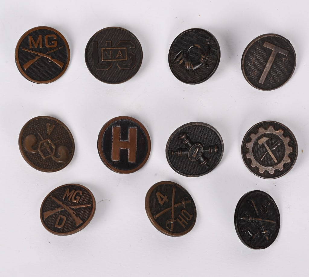 Wwi Us Army Collar Disks Lot Hospital Mg Train Ww1 Auction