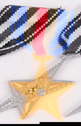 Wwii Usmc Silver Star W/ Early Wrapped Brooch Ww2