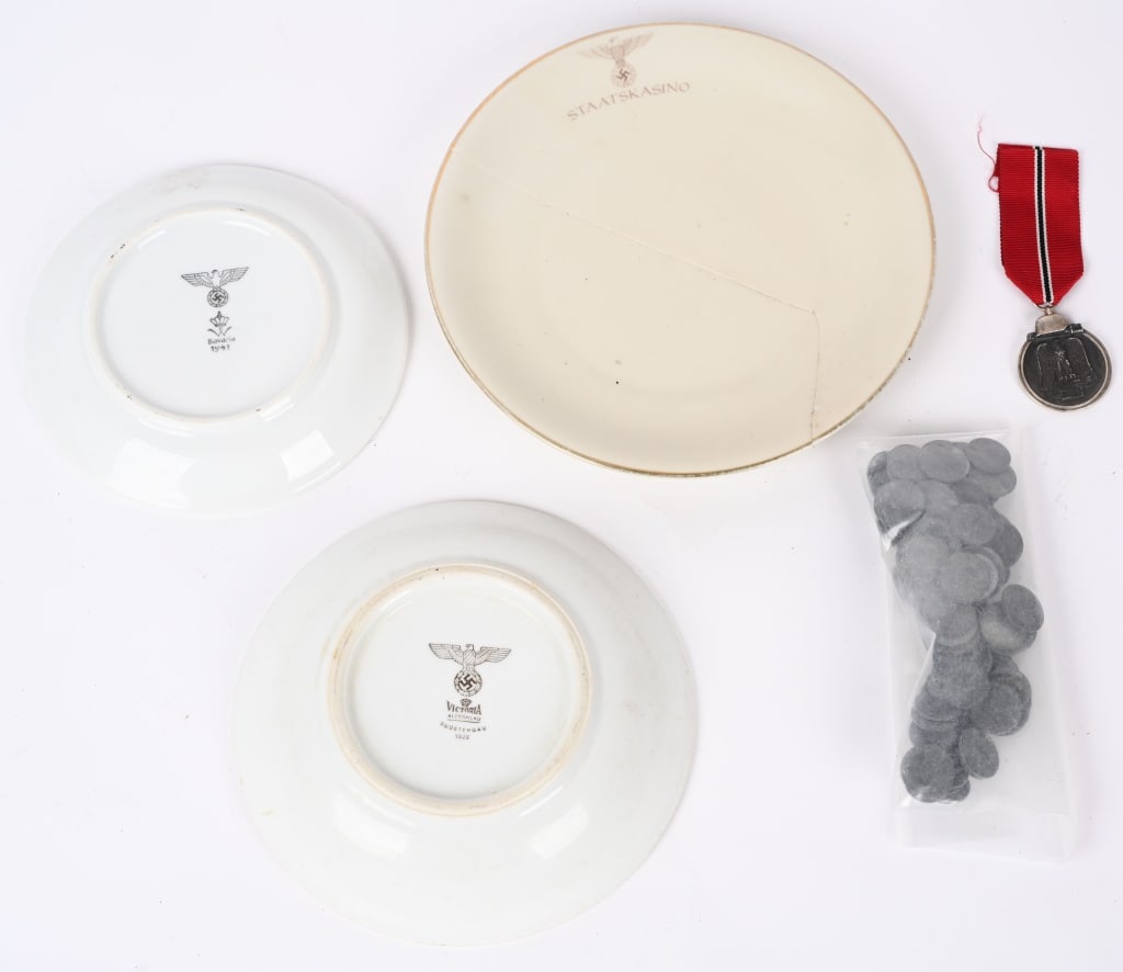 Wwii Nazi German Lot Medal Plates Coins Ww2 Auction