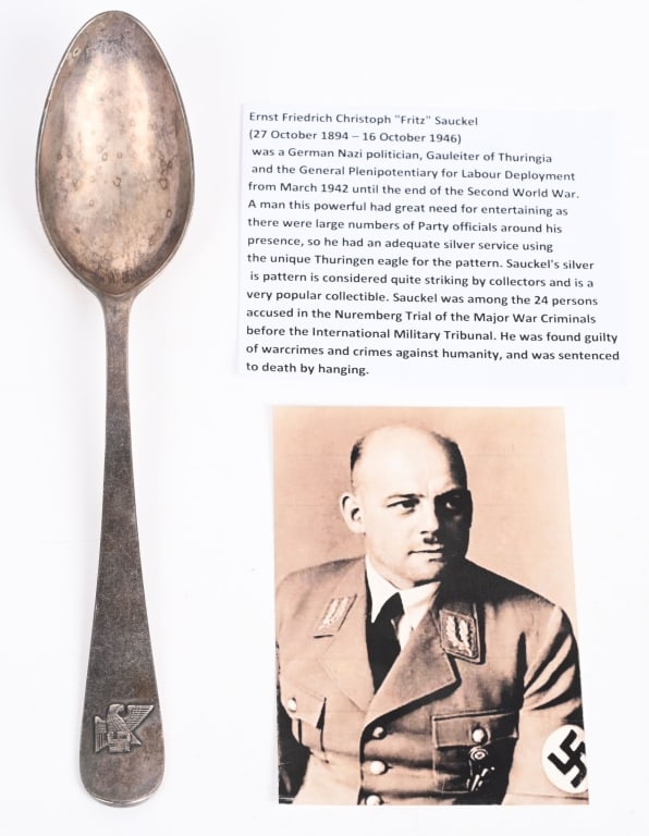 Wwii Nazi German Fritz Sauckel Service Spoon Ww2 Auction