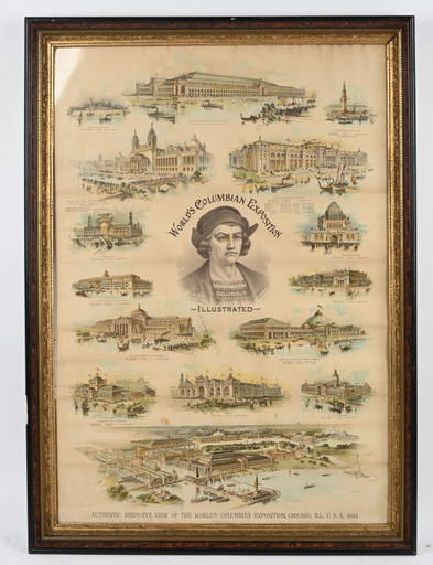 1893 World's Fair 4 Framed Lithographs & Photo