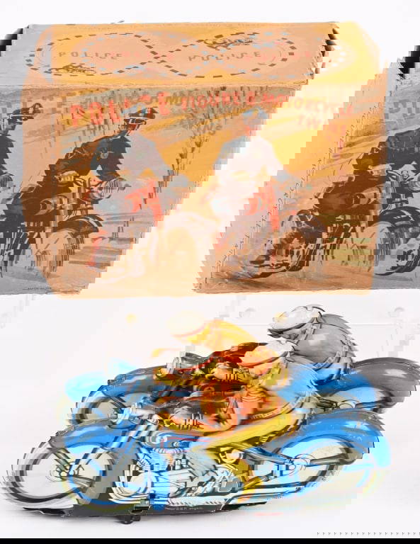 W German Windup Figure 8 Motorcycle Twins W/ Box Auction