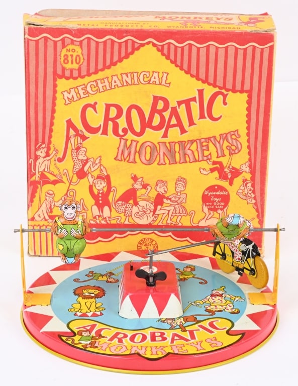 Wyandotte Tin Windup Acrobatic Monkey Motorcycle Auction