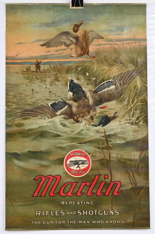 Original Dated 1908 Marlin Poster Auction