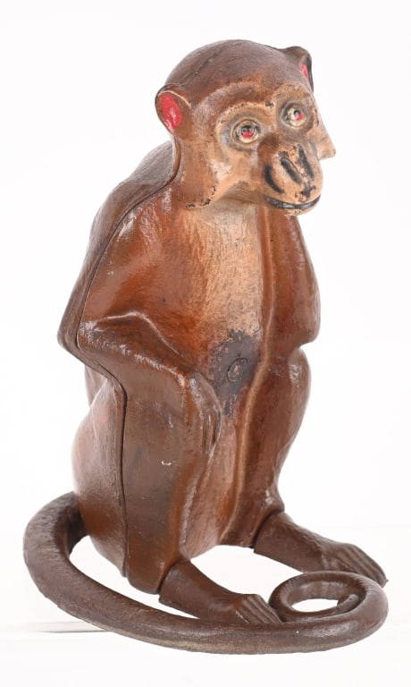 Hubley Cast Iron Monkey Door Stop Auction