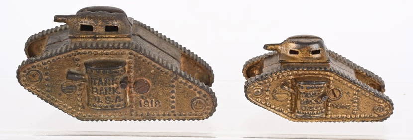 Antique Wwi 1918 Tank Bank Usa Cast Iron Original
