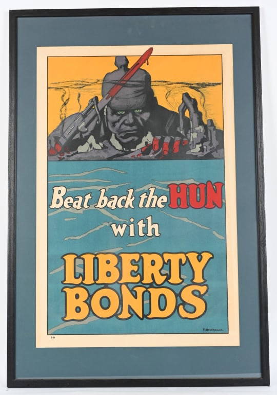 Ww1 Beat Back The Hun Liberty Bonds Poster Wwi Auction