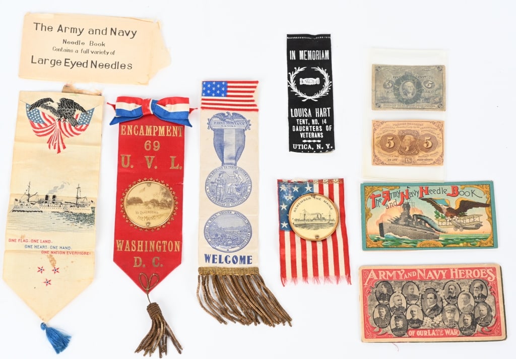 Civil War Spanish American War Silk Reunion Ribbon Auction