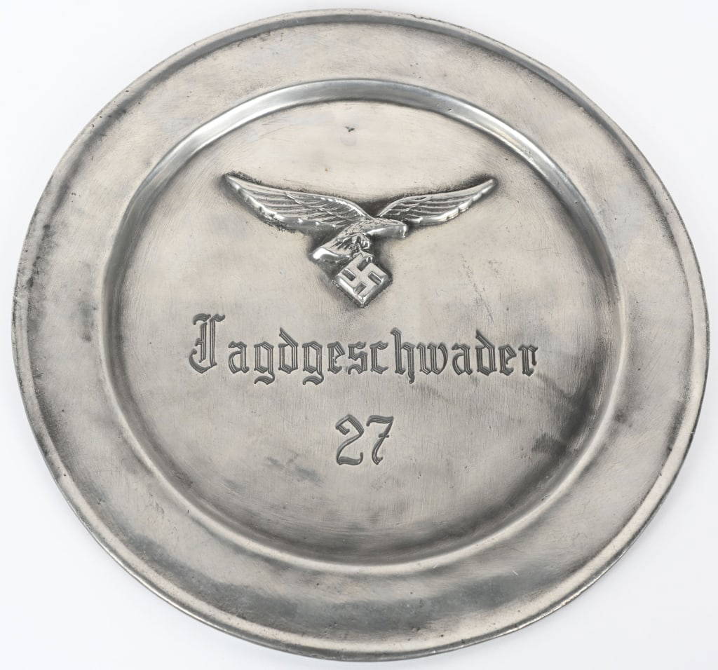 Wwii Nazi Luftwaffe Jg27 Fighter Squadron Plate Auction