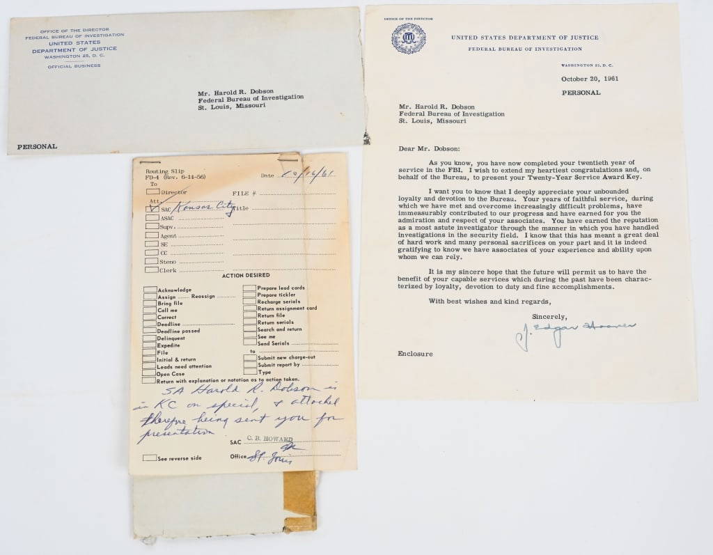 Fbi Signed Retirement Letter By J. Edgar Hoover Auction