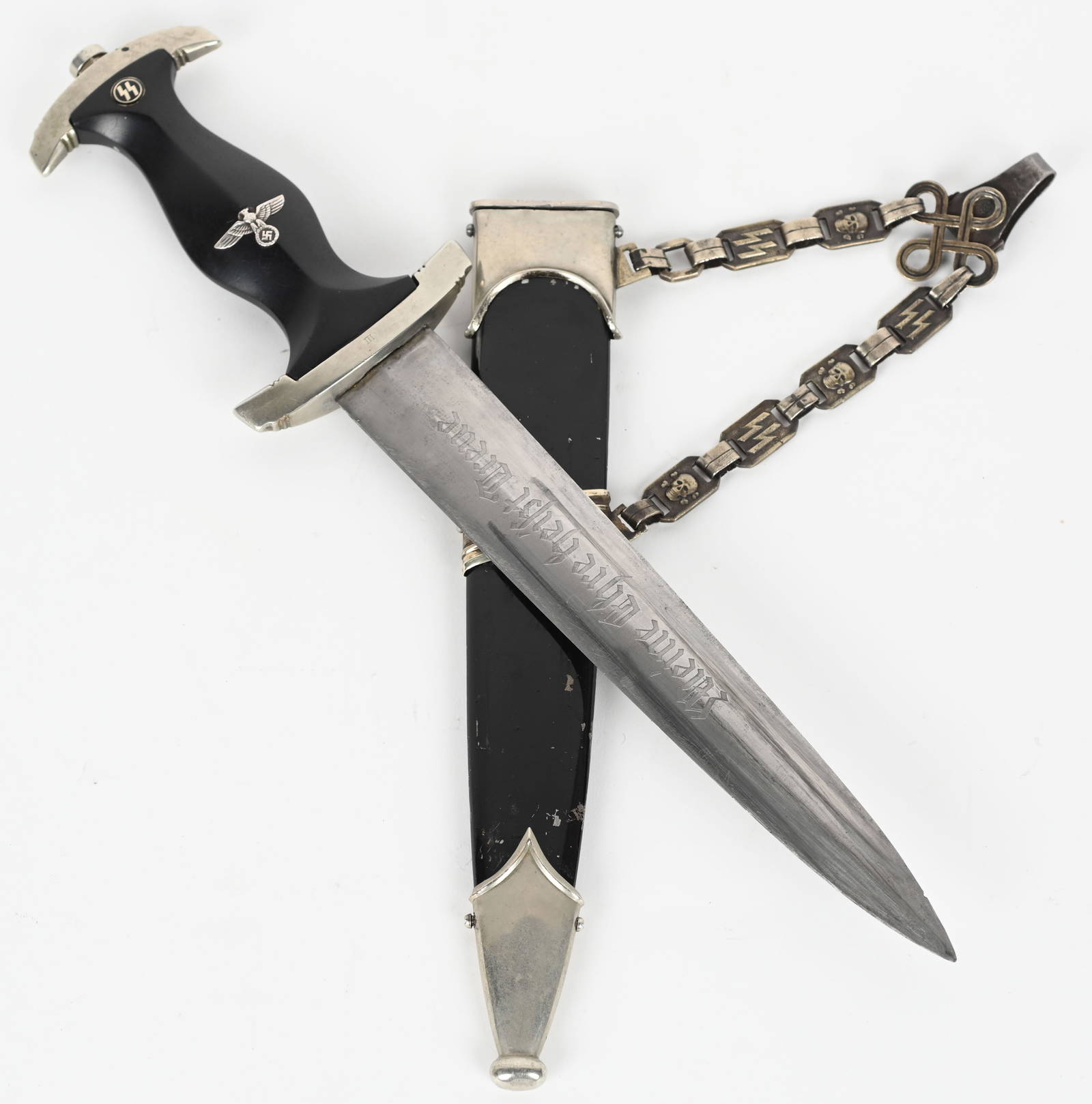 Wwii Nazi German Chained M36 Ss Service Dagger Ww2 Auction
