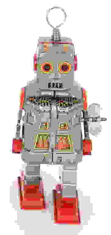 Japan Tin Windup "litho" Sparky The Robot Auction