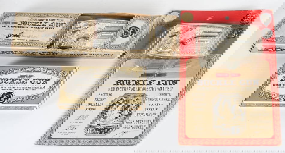 3 Mattel Belt Buckle Guns Mip